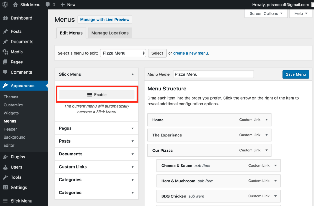 Documentation | Slick Menu